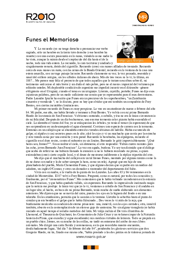 (PDF) Funes el Memorioso - Jorge Luis Borges
