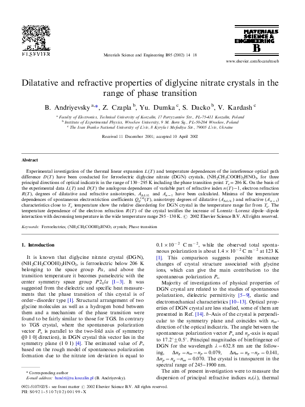 (PDF) Dilatative and refractive properties of diglycine nitrate ...