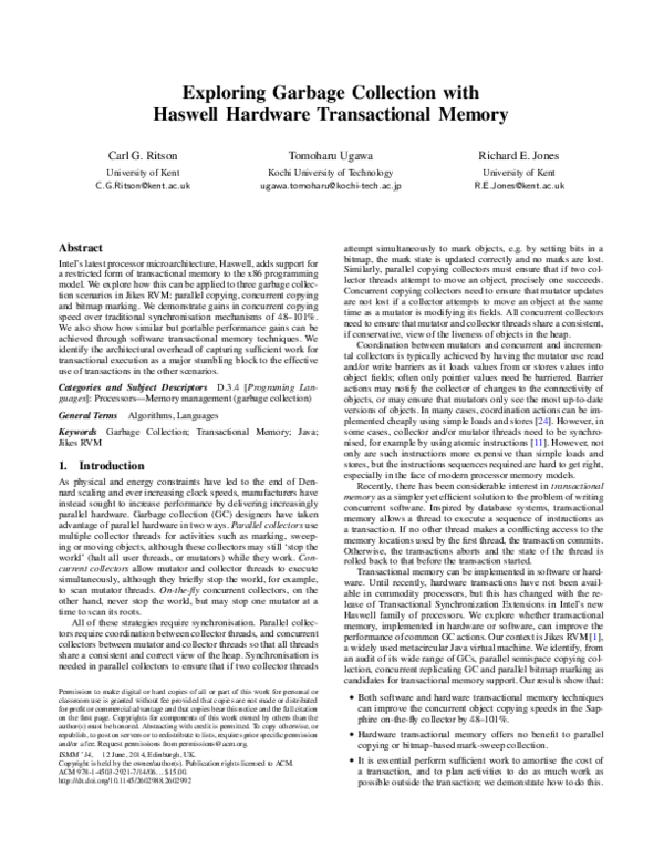 (PDF) Garbage Collection with Haswell Transactional Memory