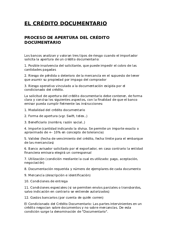 (DOC) EL CREDITO DOCUMENTARIO
