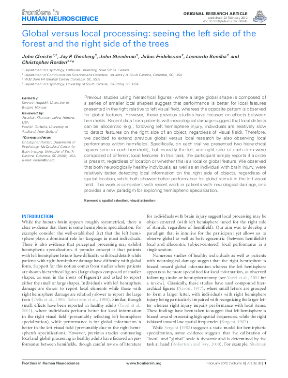 (PDF) Global versus local processing: seeing the left side of the ...
