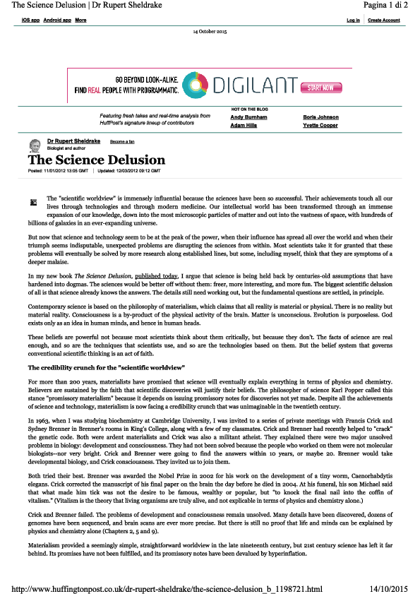 (PDF) THE SCIENCE DELUSION by Dr RUPERT SHELDRAKE Ph. D.