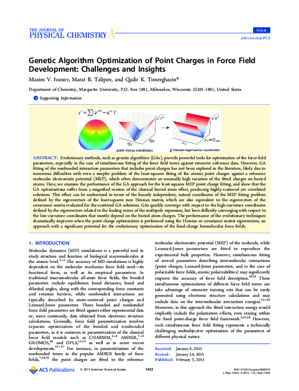 Pdf Genetic Algorithm Optimization Of Point Charges In Force Field Development Challenges And