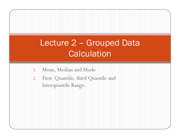 Pdf Lecture 2 Grouped Data Calculation