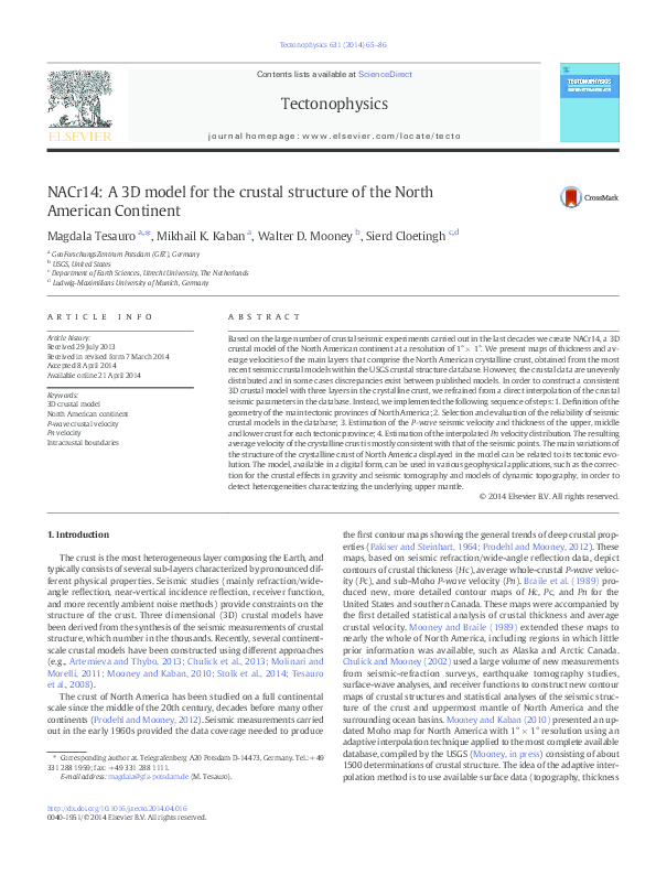 (PDF) NACr14: A 3D model for the crustal structure of the North ...