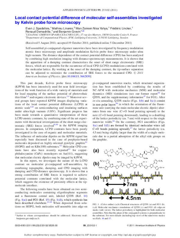 (PDF) Local contact potential difference of molecular self-assemblies ...