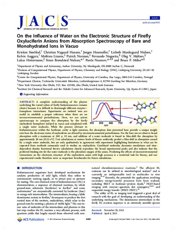 (PDF) On the Influence of Water on the Electronic Structure of Firefly ...