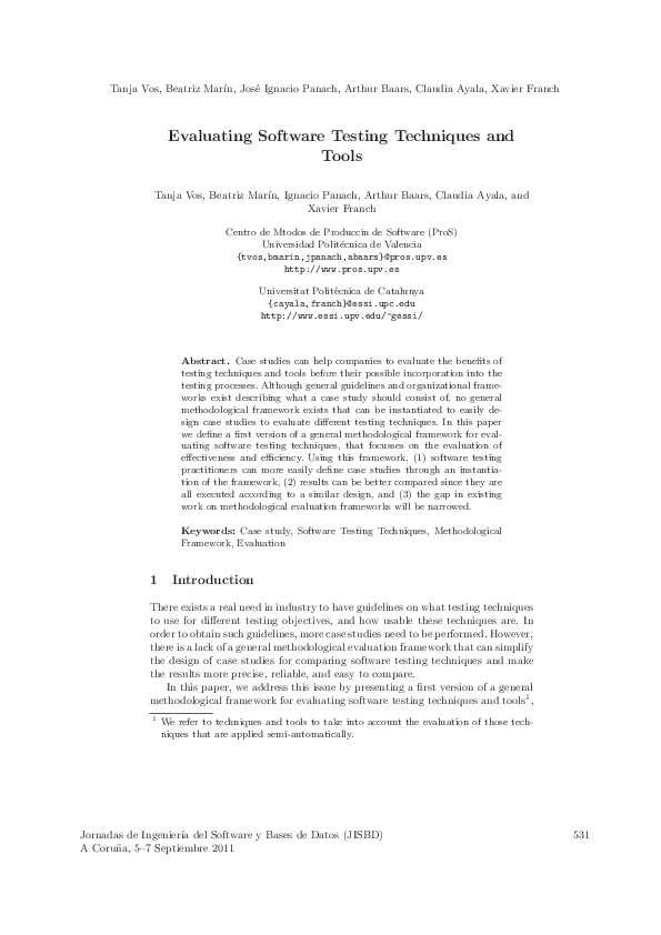 (PDF) Evaluating Software Testing Techniques and Tools