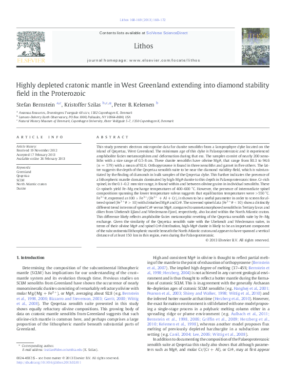 Highly depleted cratonic mantle in West Greenland extending into ...