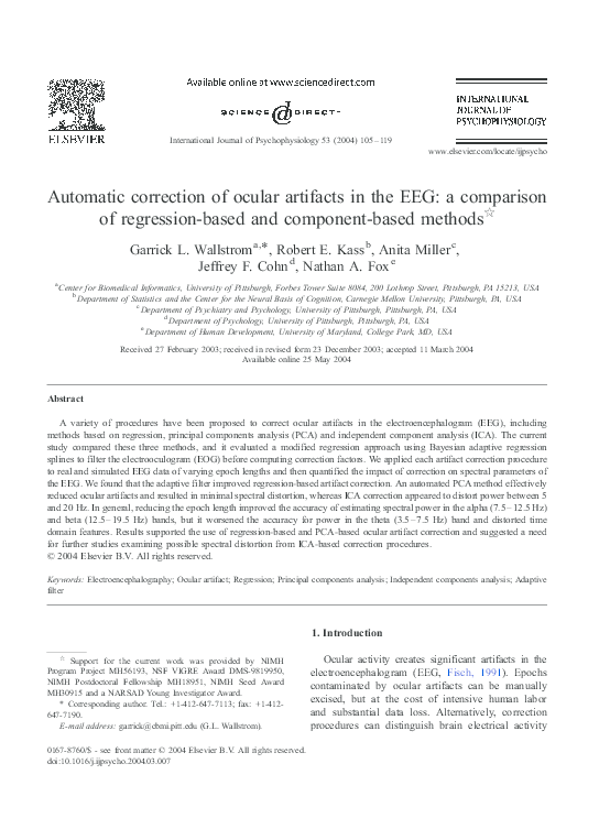Pdf Automatic Correction Of Ocular Artifacts In The Eeg A Comparison Of Regression Based And