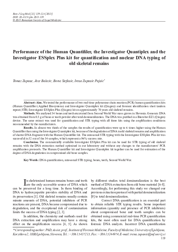 (PDF) Performance of the Human Quantifiler, the Investigator Quantiplex ...