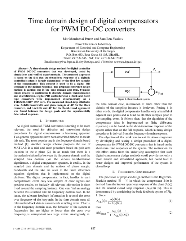 (PDF) Time-Domain Design of Digital Compensators for PWM DC-DC Converters