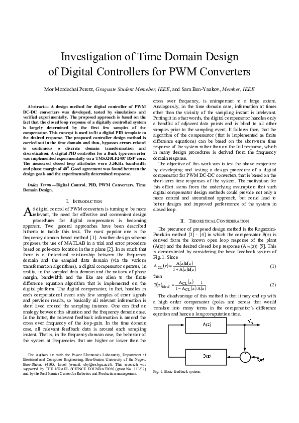 Pdf Investigation Of Time Domain Design Of Digital Controllers For Pwm Converters