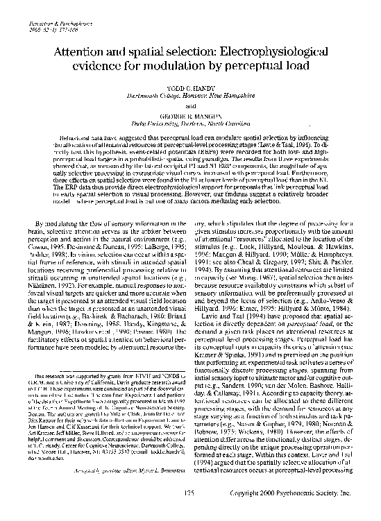 (PDF) Attention and spatial selection: Electrophysiological evidence for modulation by ...