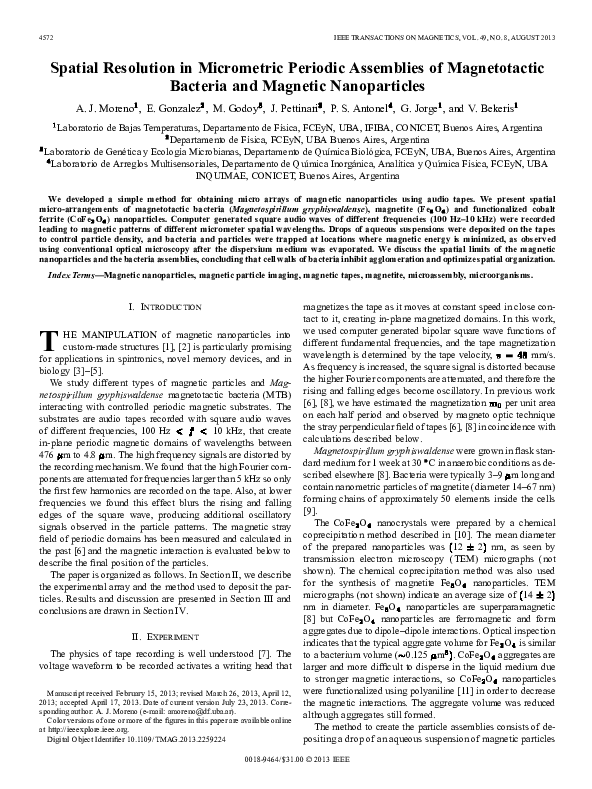 (PDF) Spatial Resolution in Micrometric Periodic Assemblies of Magnetotactic Bacteria and ...