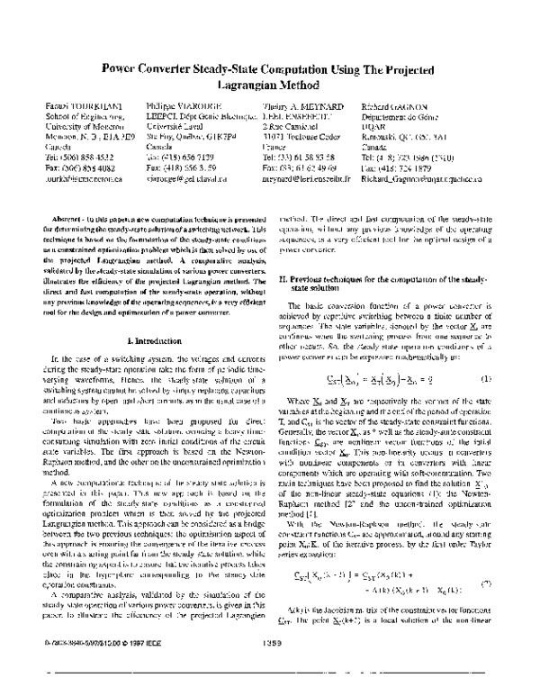 Pdf Power Converter Steady State Computation Using The Projected