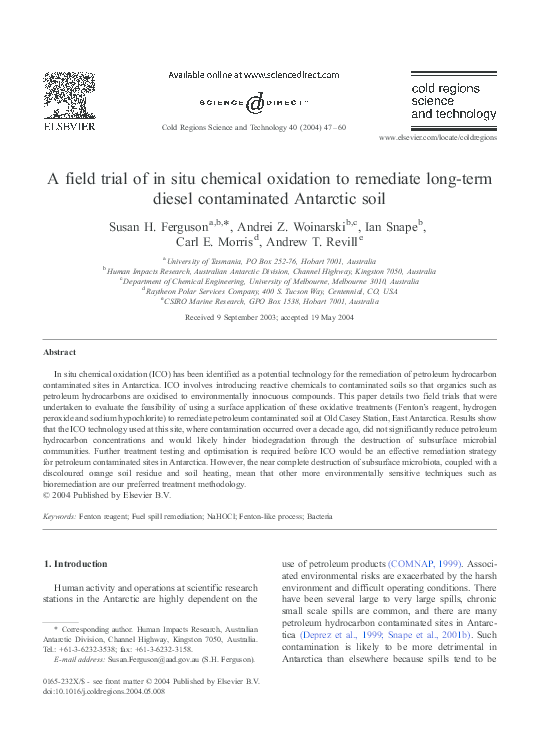 (PDF) A field trial of in situ chemical oxidation to remediate long ...