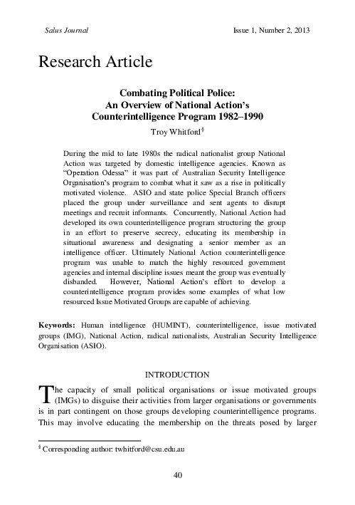 (PDF) Combating Political Police: An Overview of National Actions ...