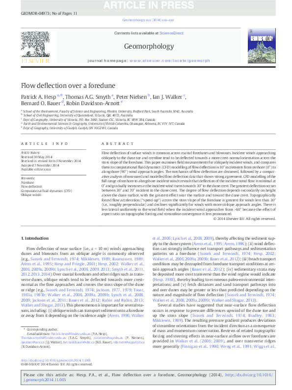 (PDF) Flow deflection over a foredune