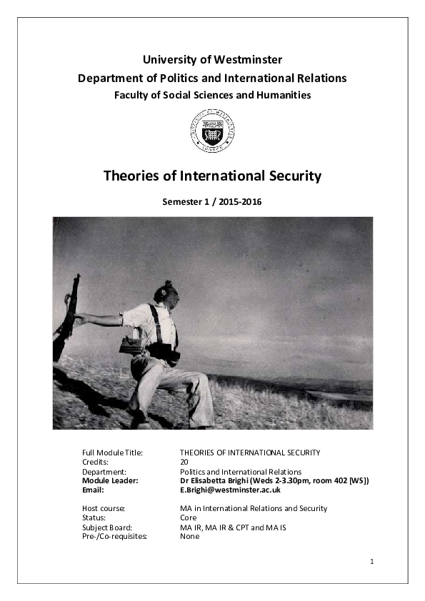 (PDF) 1ISP7C3 Theories of International Security (MA)