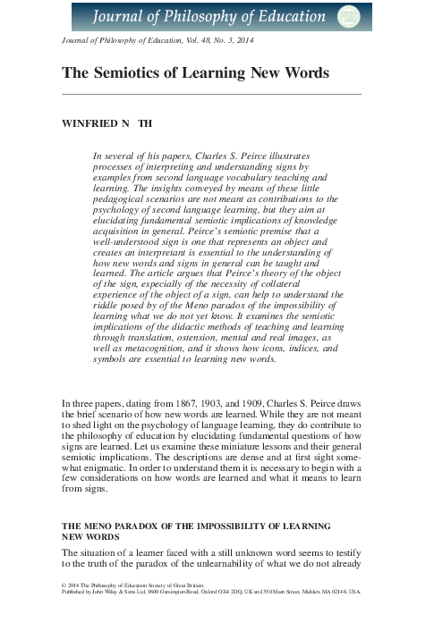 (PDF) The Semiotics of Learning New Words