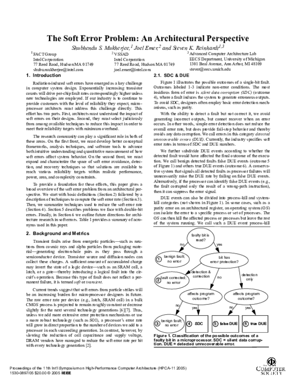 (PDF) The soft error problem: An architectural perspective