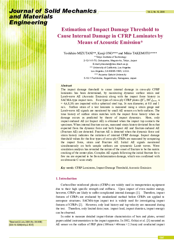 (PDF) Estimation of Impact Damage Threshold to Cause Internal Damage in ...