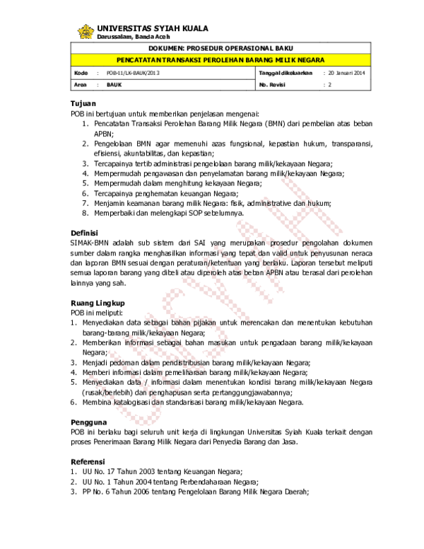 (PDF) SOP - Pencatatan Transaksi Perolehan Barang Milik Negara | heri purwanto - Academia.edu