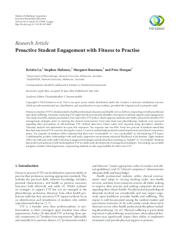 (PDF) Proactive Student Engagement with Fitness to Practise