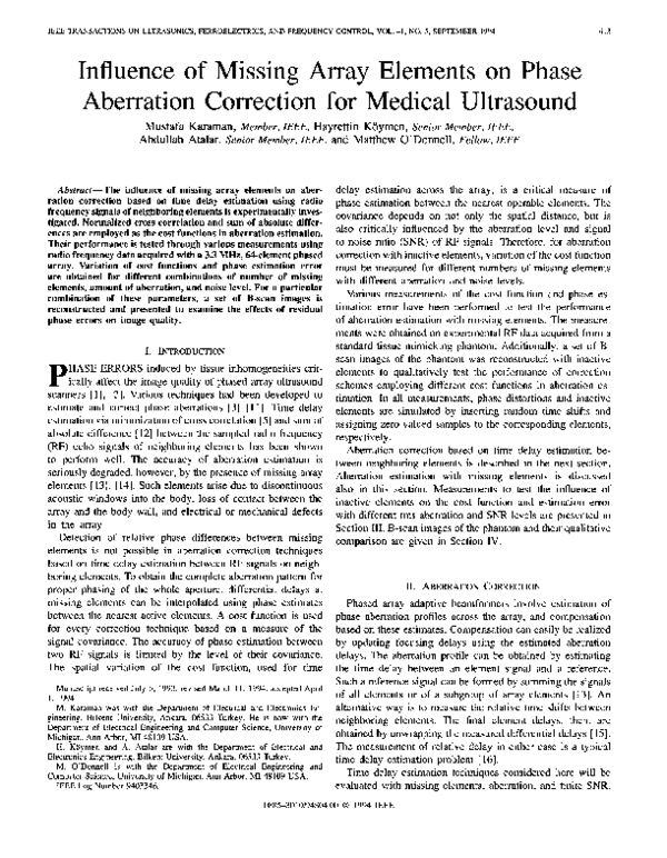 Pdf Influence Of Missing Array Elements On Phase Aberration
