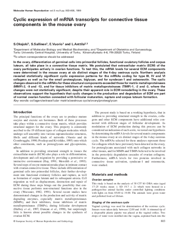(PDF) Cyclic expression of mRNA transcripts for connective tissue ...