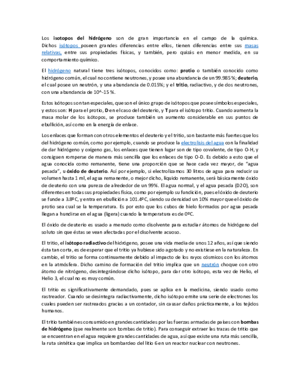 (PDF) Isotopos del Hidrogeno