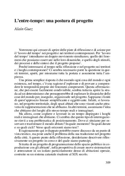 (PDF) Alain Guez (2010), L’ « entre-temps » : una postura di progetto ...