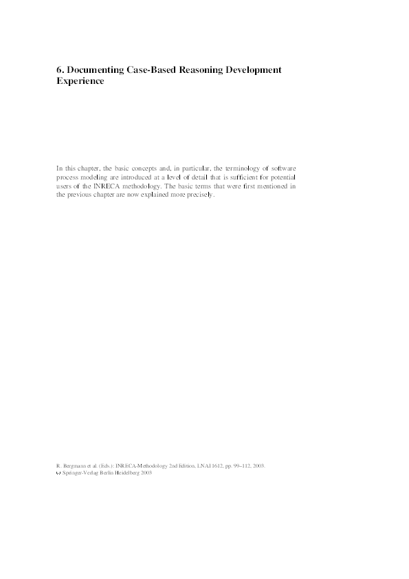 (PDF) 6. Documenting Case-Based Reasoning Development Experience