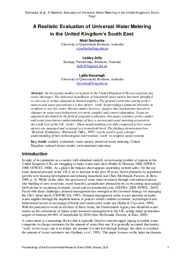 (PDF) A realistic evaluation of universal water metering in the United ...