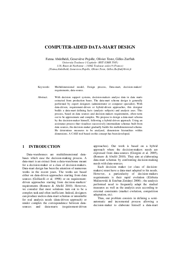 (PDF) COMPUTER-AIDED DATA-MART DESIGN