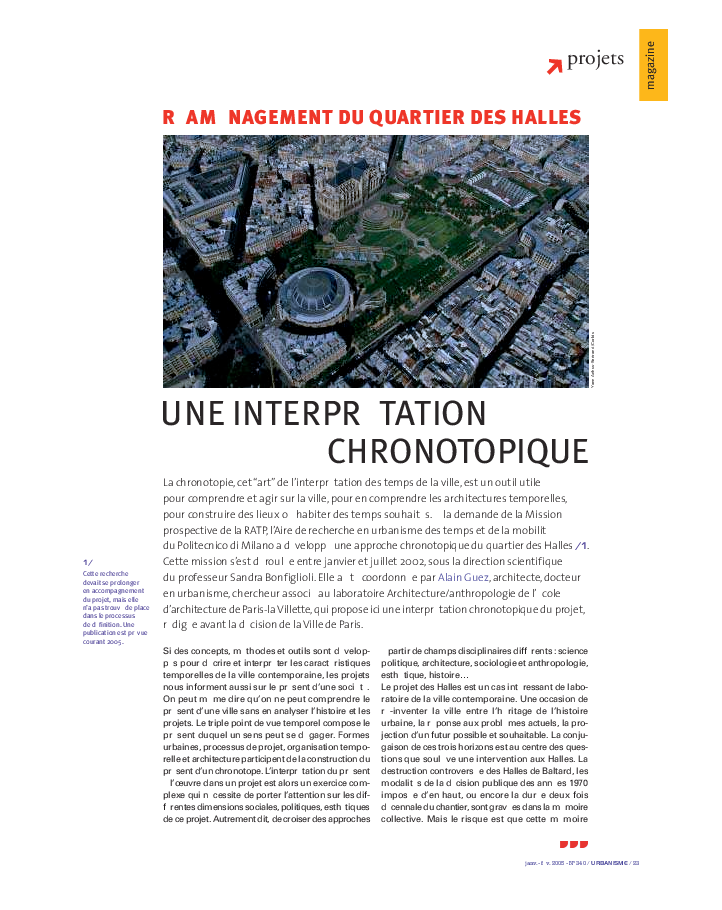 (PDF) Alain Guez (2005), Réaménagement des Halles. Une interprétation ...