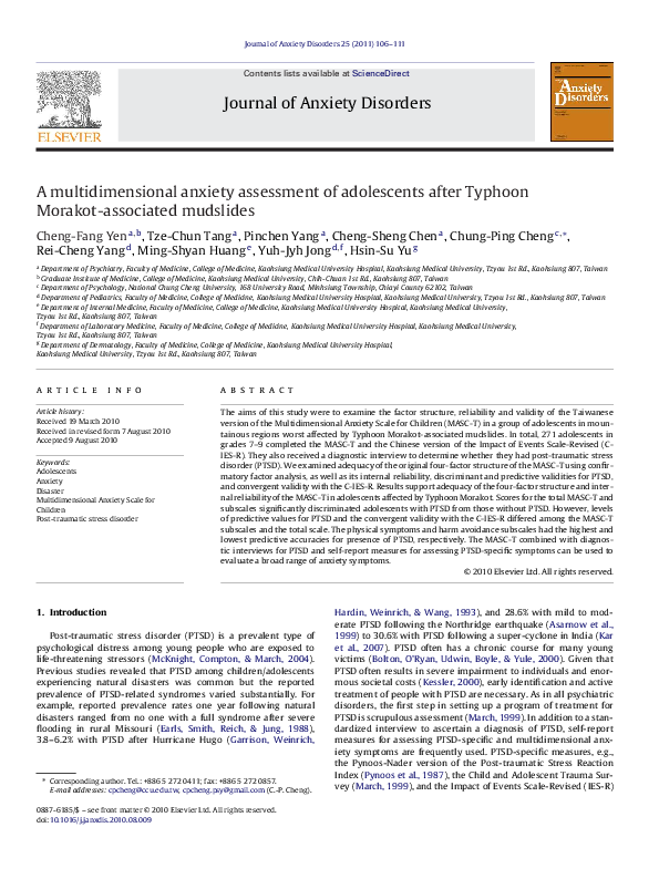 (PDF) A multidimensional anxiety assessment of adolescents after ...