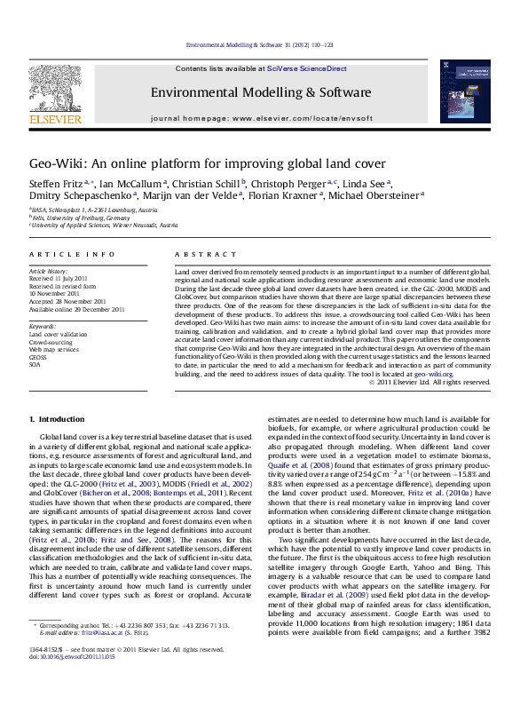 (PDF) Geo-Wiki: An online platform for improving global land cover ...
