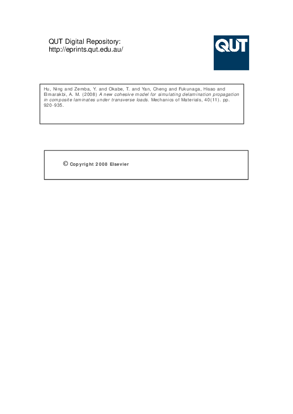 Pdf A New Cohesive Model For Simulating Delamination Propagation In Composite Laminates Under