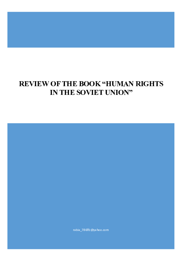 (PDF) REVIEW OF THE BOOK “HUMAN RIGHTS IN THE SOVIET UNION”