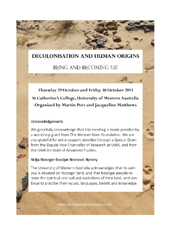 Decolonisation and Human Origins: Being and Becoming 'Us'
