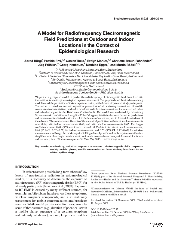 (PDF) A model for radiofrequency electromagnetic field predictions at outdoor and indoor ...