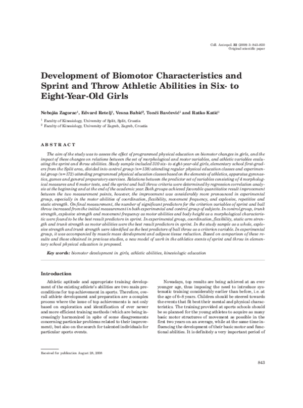 (PDF) Development of biomotor characteristics and sprint and throw ...