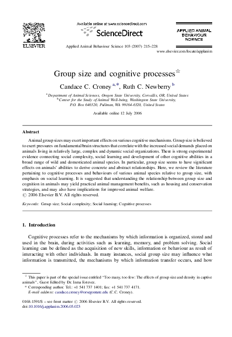 (PDF) Group size and cognitive processes | Ruth C Newberry - Academia.edu
