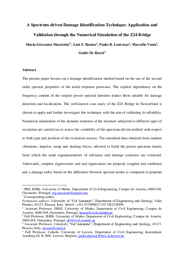 (PDF) Spectrum-driven Damage Identification Technique: Application and Validation through the ...