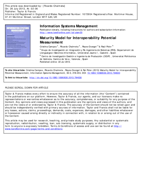 (PDF) Maturity Model for Interoperability Potential Measurement