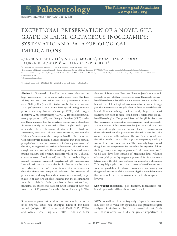 (PDF) EXCEPTIONAL PRESERVATION OF A NOVEL GILL GRADE IN LARGE ...