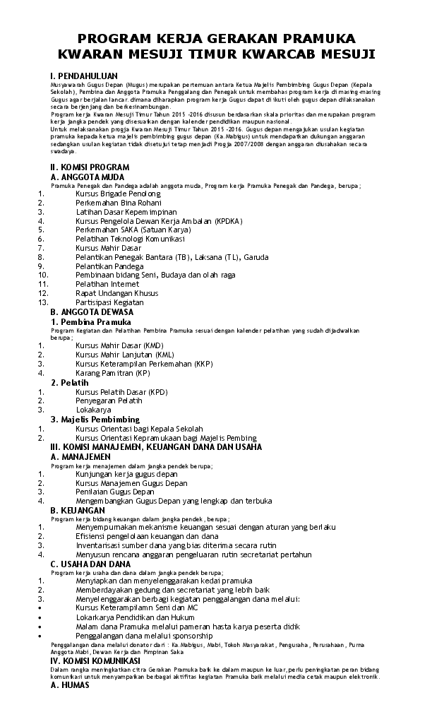 (DOC) PROGRAM KERJA GERAKAN PRAMUKA