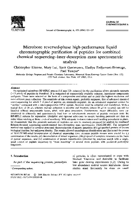(PDF) Microbore reversed-phase high-performance liquid chromatographic ...